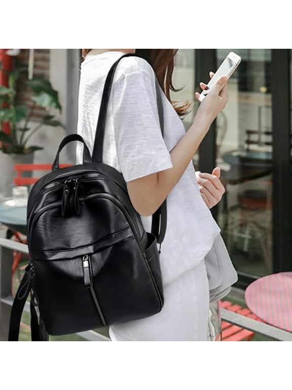 Cauagu Geometric Elements Print Women's PU Leather Backpack,Fashion ...