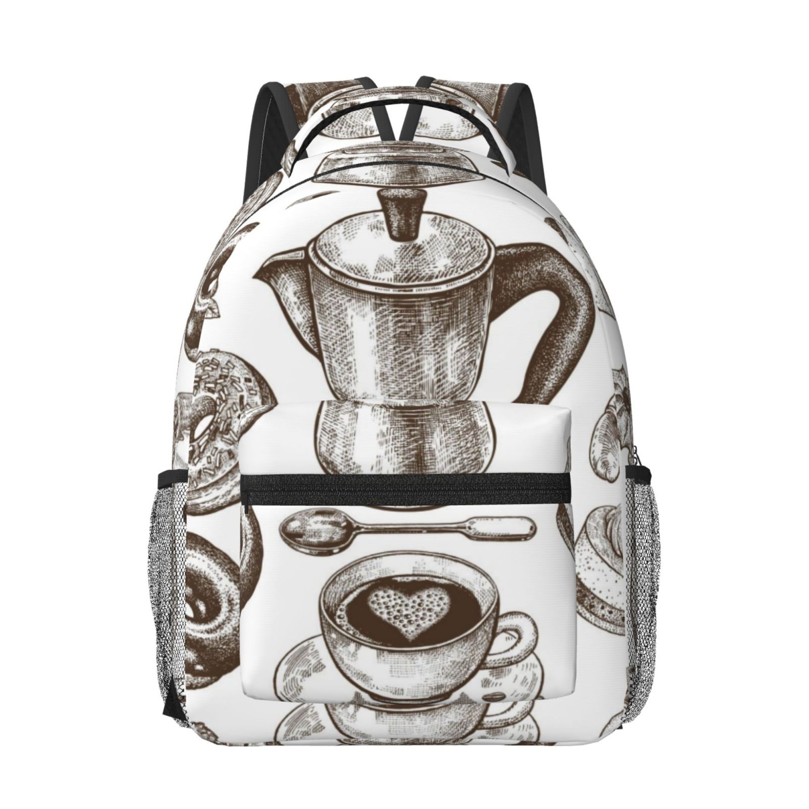 Backpack for School, Coffee And Desserts In Style Of Vintage School ...