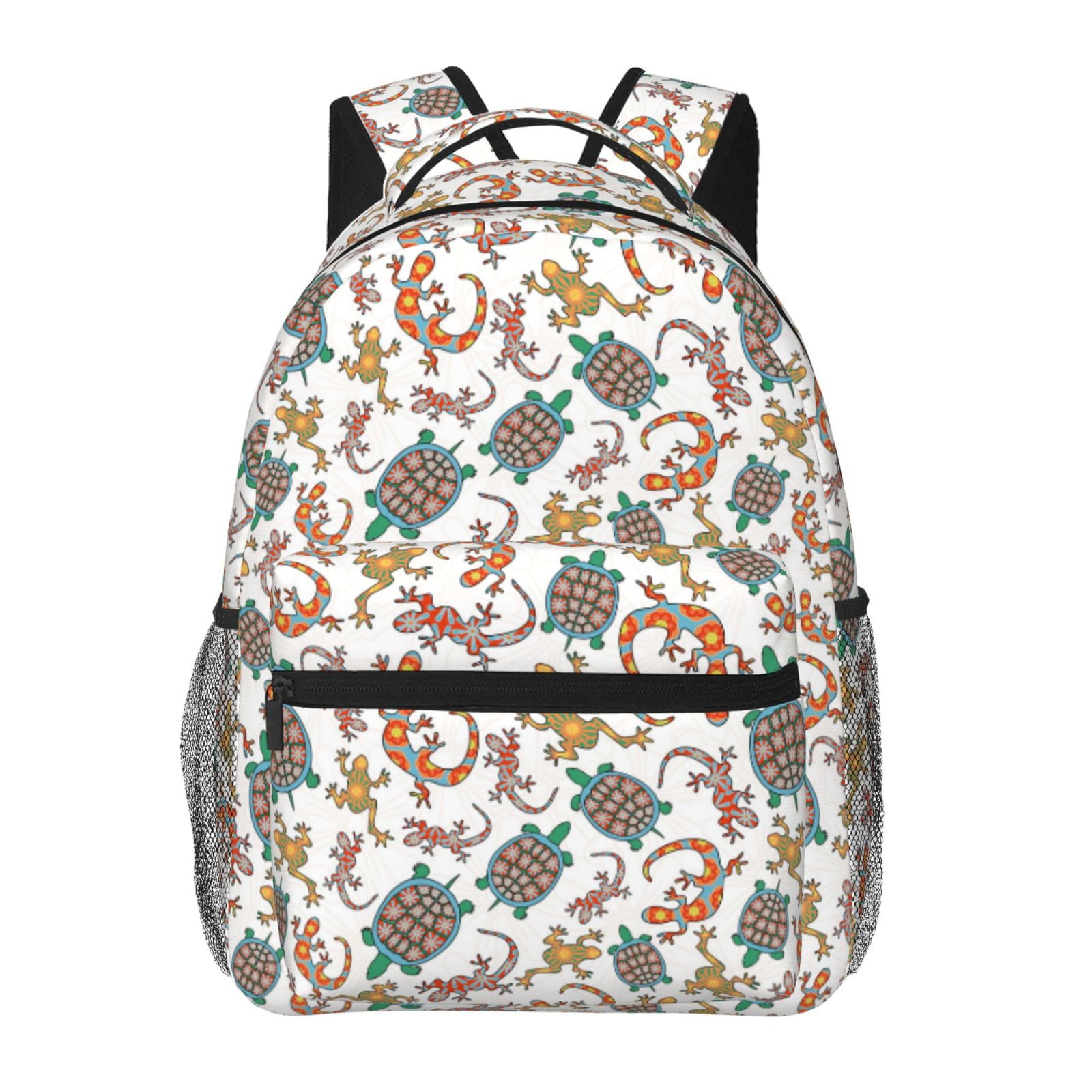 Backpack for School, College, and Travel, Cute Gecko Turtle Frog ...