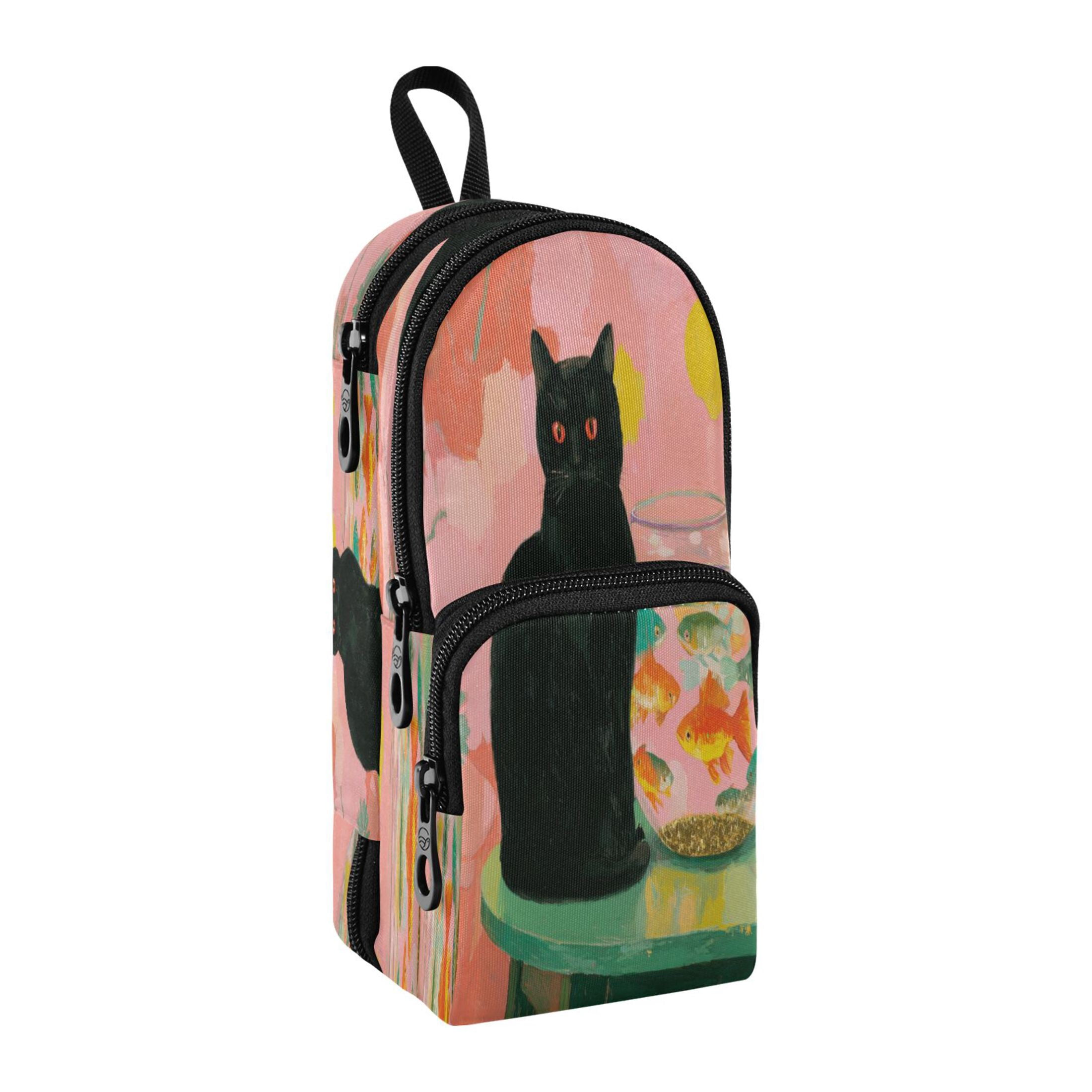 Backpack-Shaped Pencil Pouch 3-Compartment Large Capacity Stationery ...