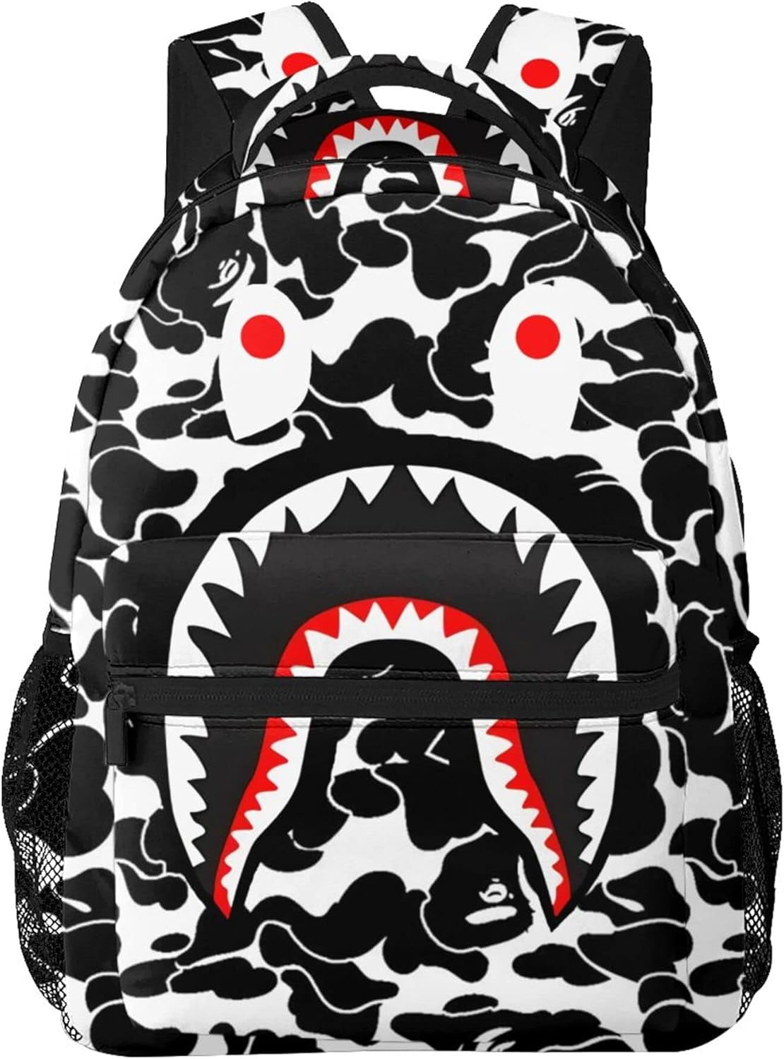 Backpack Shark Black White Camo Backpacks 3D Print Travel Laptop ...