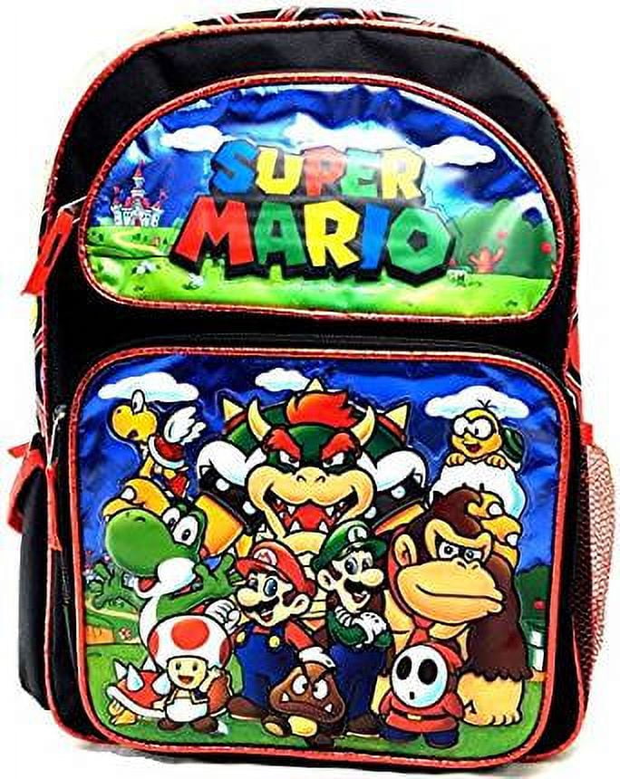 "Nintendo Super Mario World Black/Red Team 16"" Large Backpack Book Bag ...