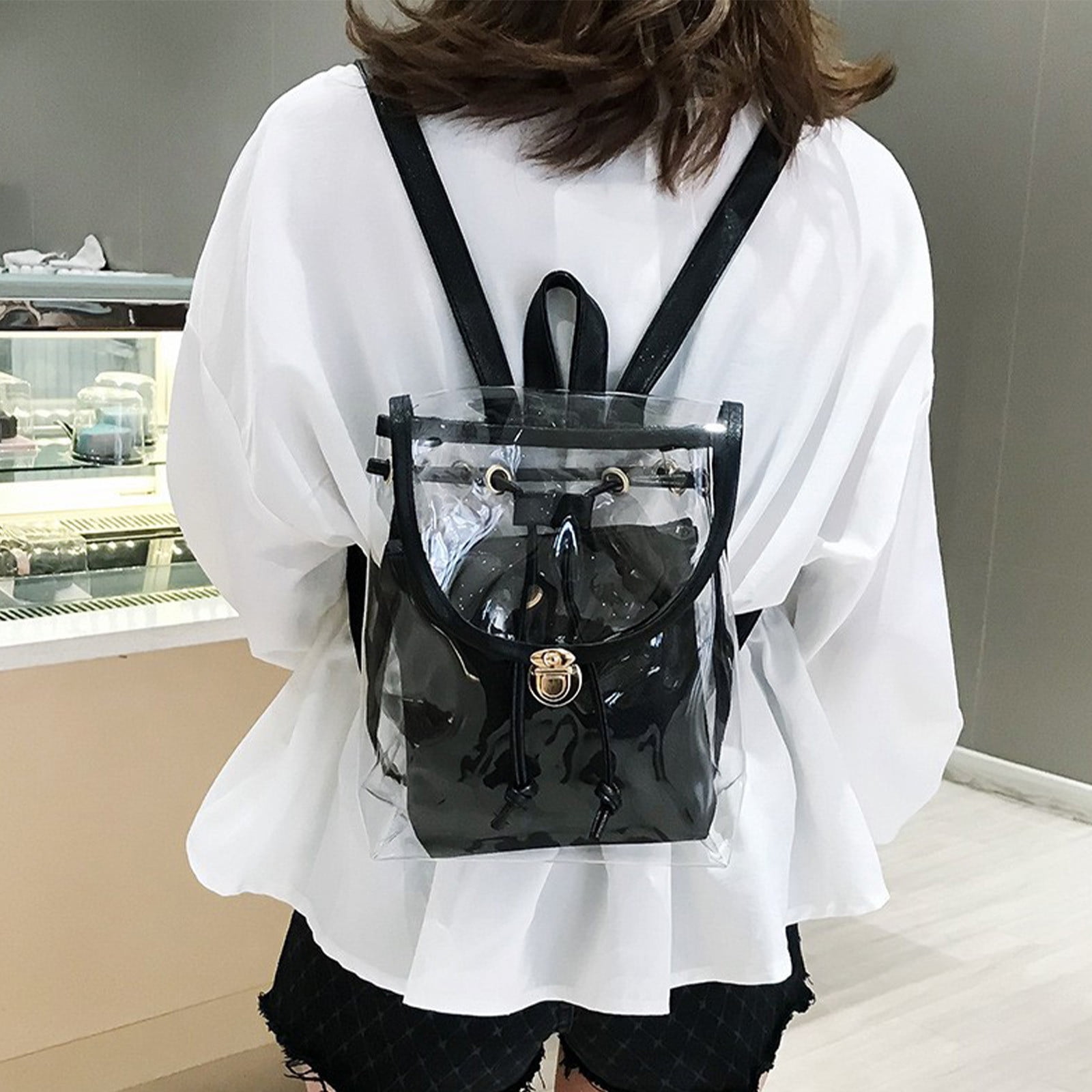 Backpack Transparent Backpack/Handbag, Transparent Multipurpose Travel ...