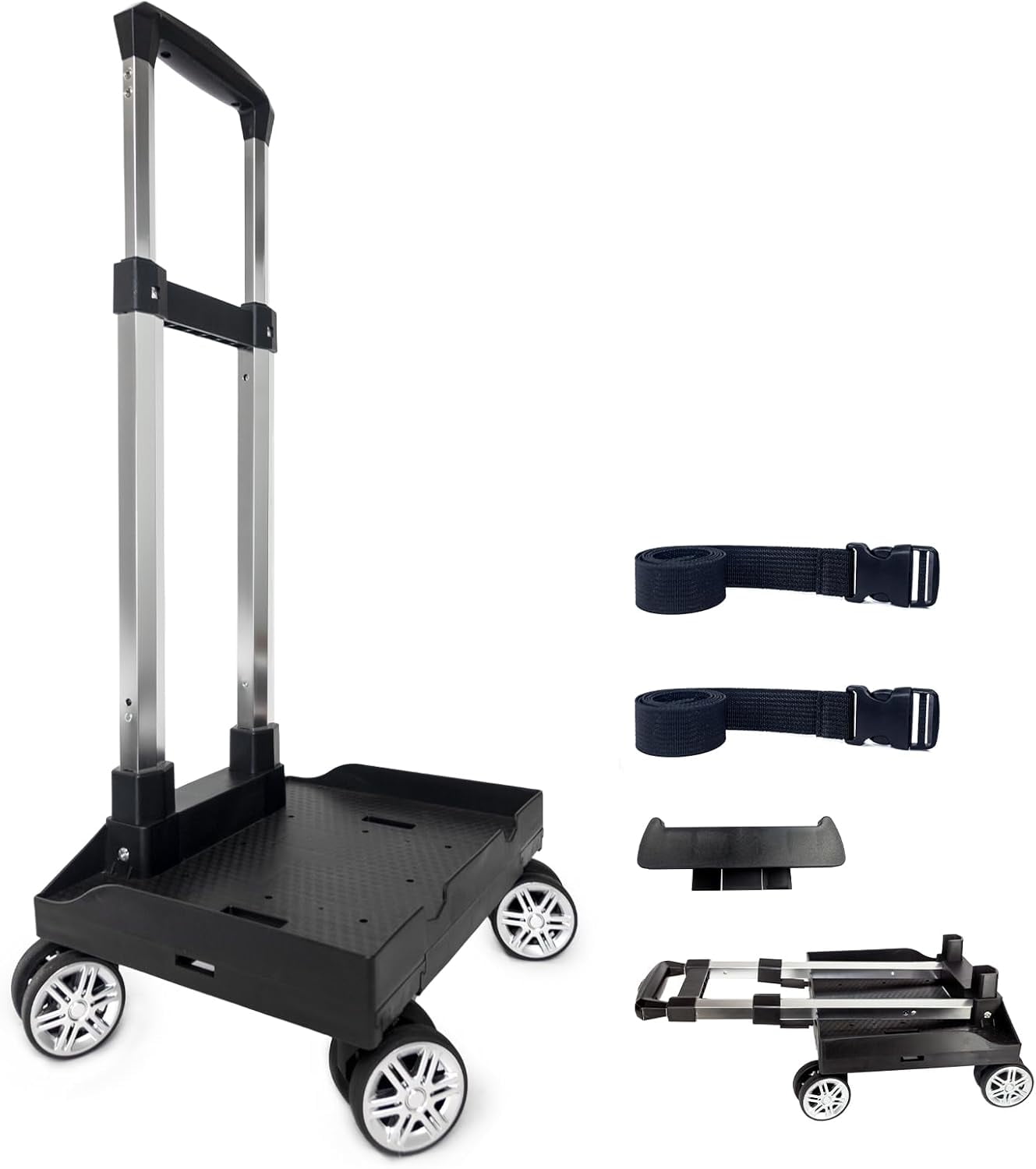 Backpack Trolley Wheeled Cart, Foldable Aluminium Alloy Hand Truck with ...