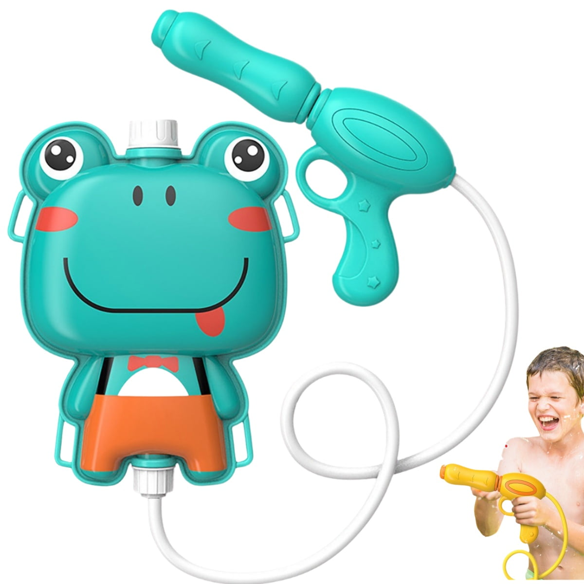 Backpack Water Gun for Kids,Cute Frog Gun, 1L Cartoon Summer Outdoor ...