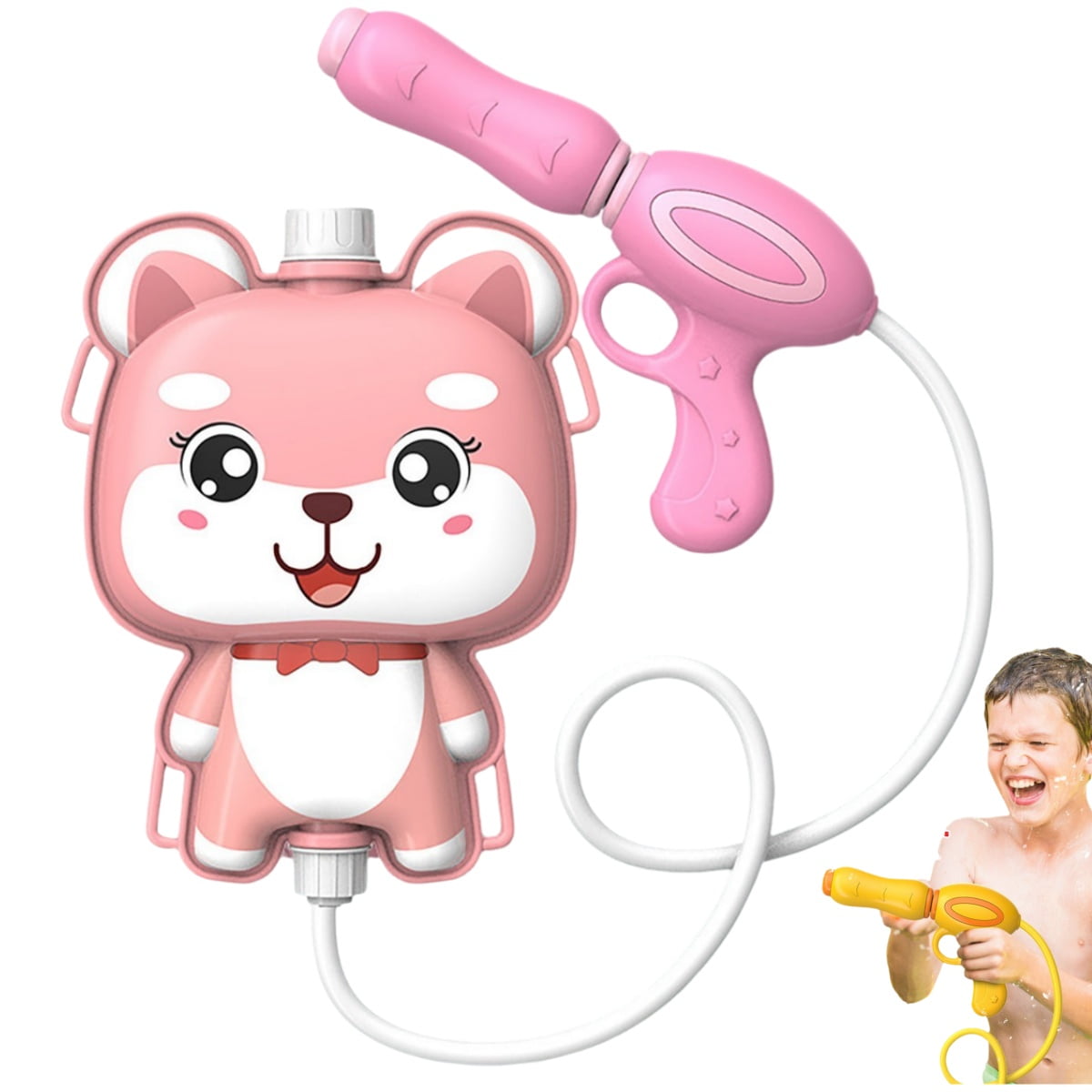 Backpack Water Gun for Kids, Cute Pink Cat Gun, 1L Cartoon Summer ...