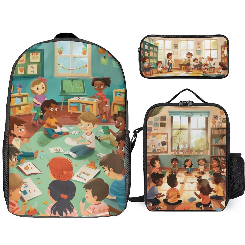Backpack for Boys, Kids 3 Piece School Backpack Set with Lunch Box ...