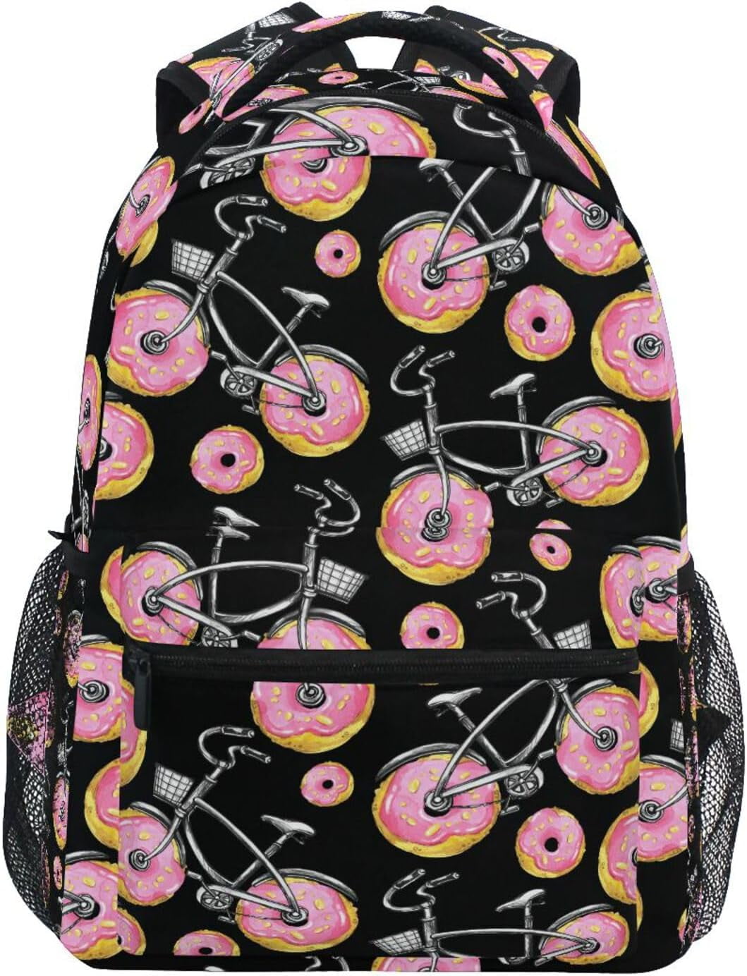 Backpack for Girl Bicycles with Donuts Wheels School Bookbag for Kids ...