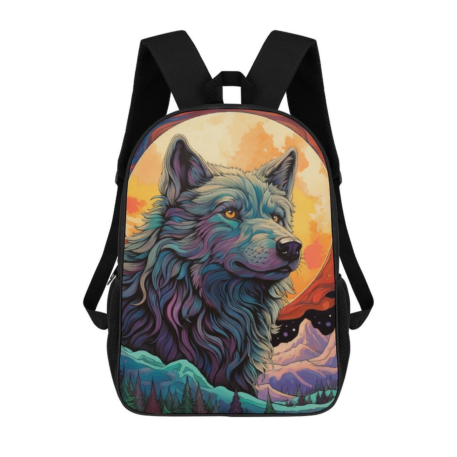 Backpack for Mystic Wolf Moonlit Mountain Dreams Bookbag Durable ...