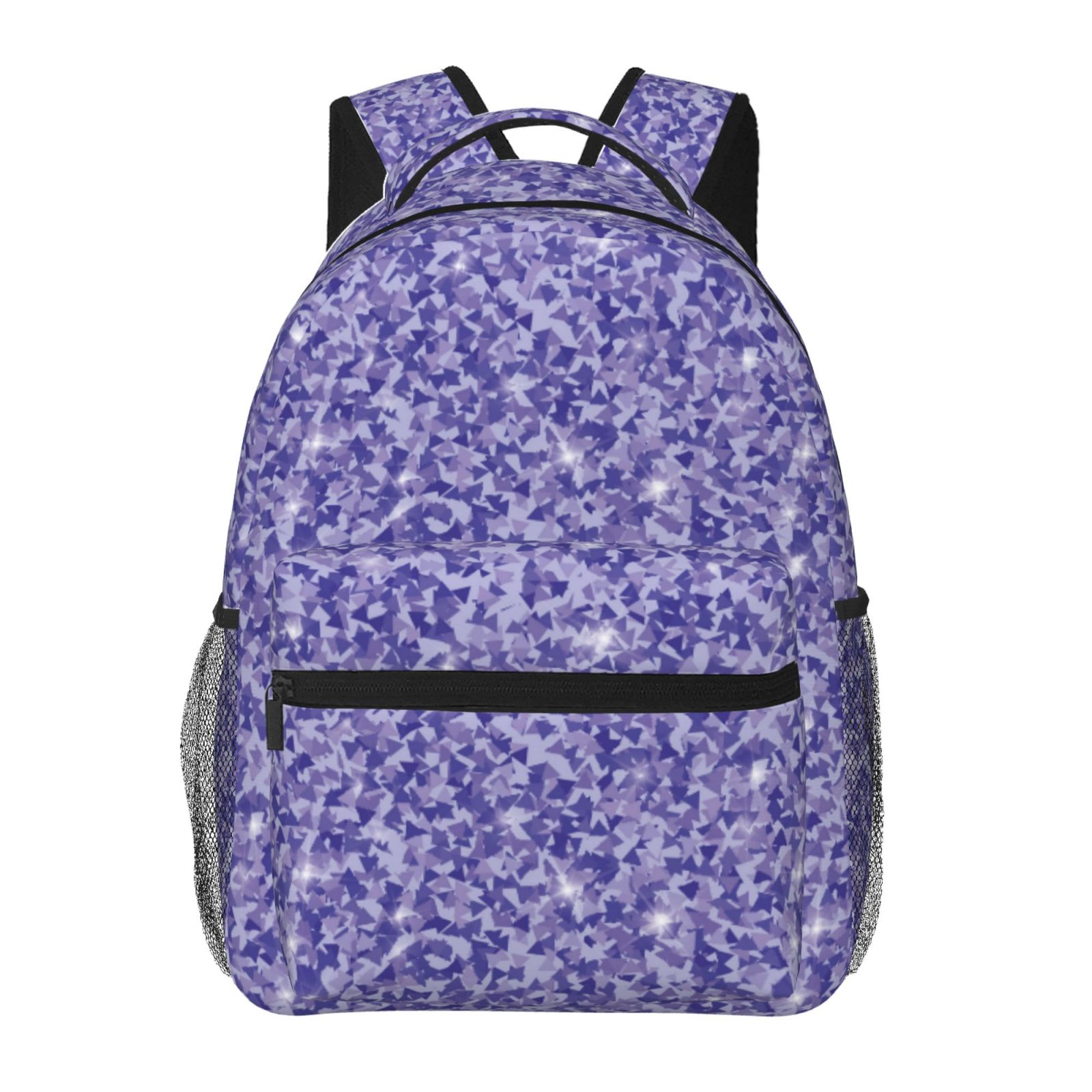 Backpack for School, College, and Travel, Purple Glitter Pattern ...