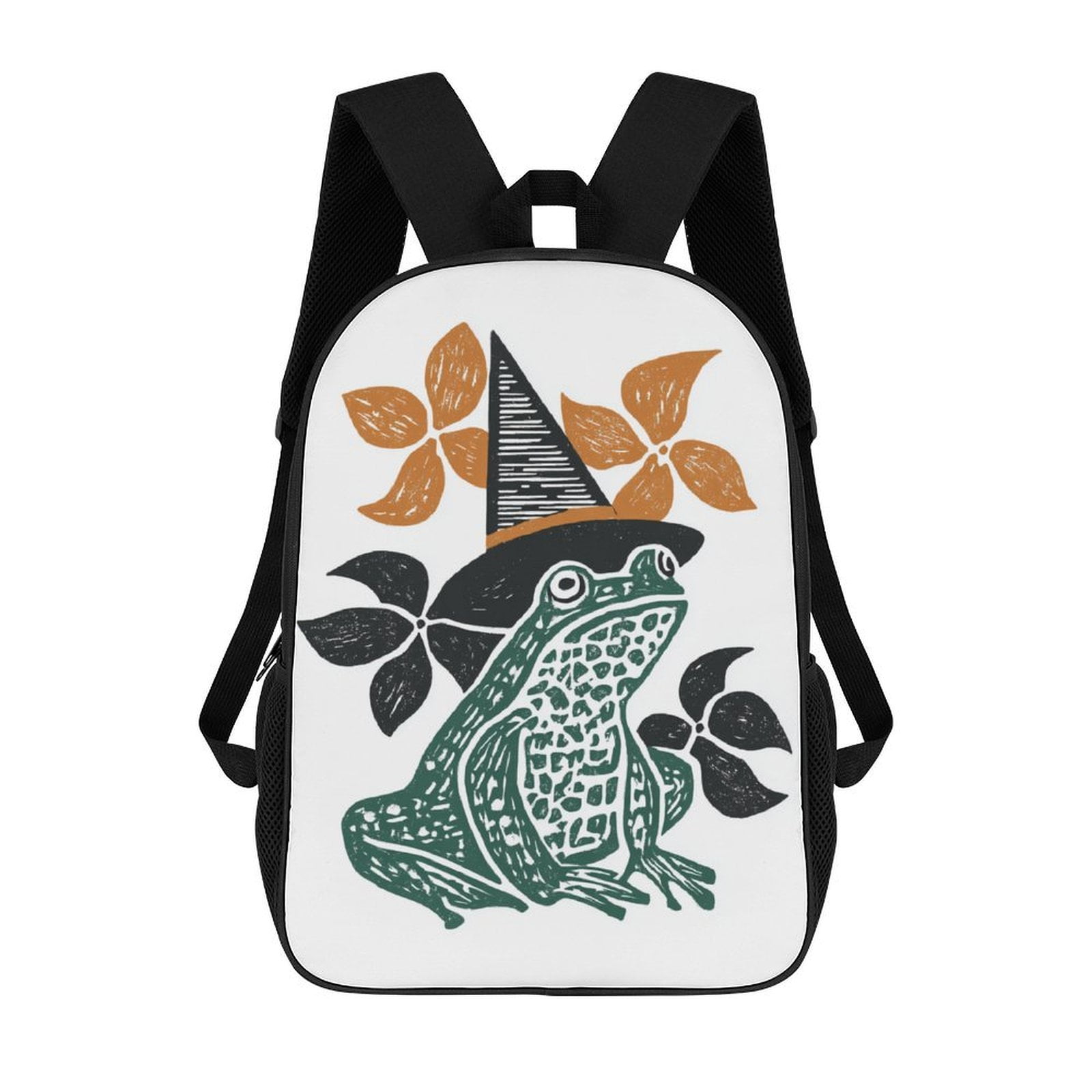Backpack for Witch Frog Floral Print Art Bookbag Durable Student ...