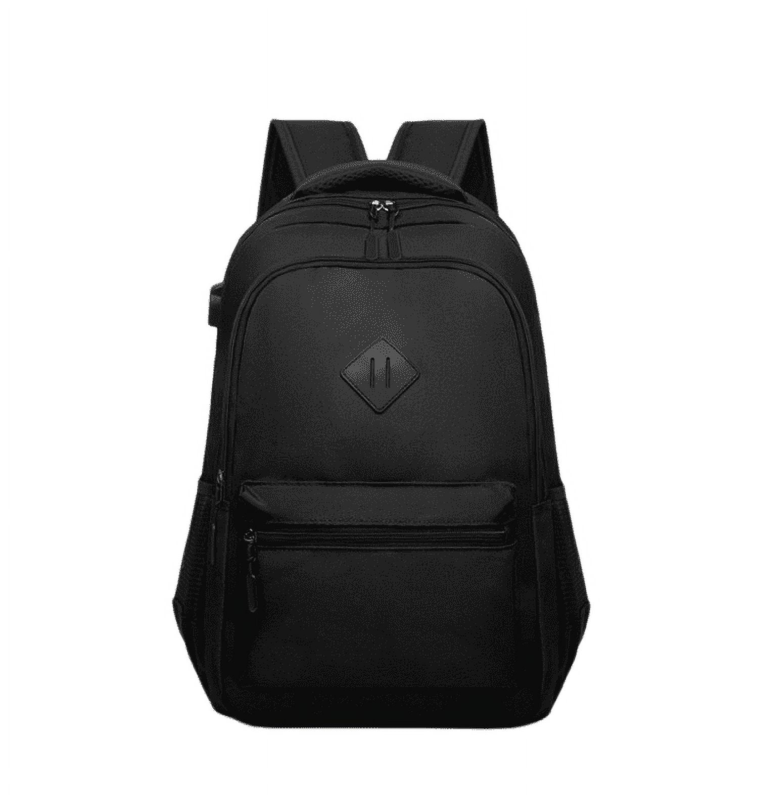 Backpack, side pockets, padded shoulder straps, with USB plug,black ...