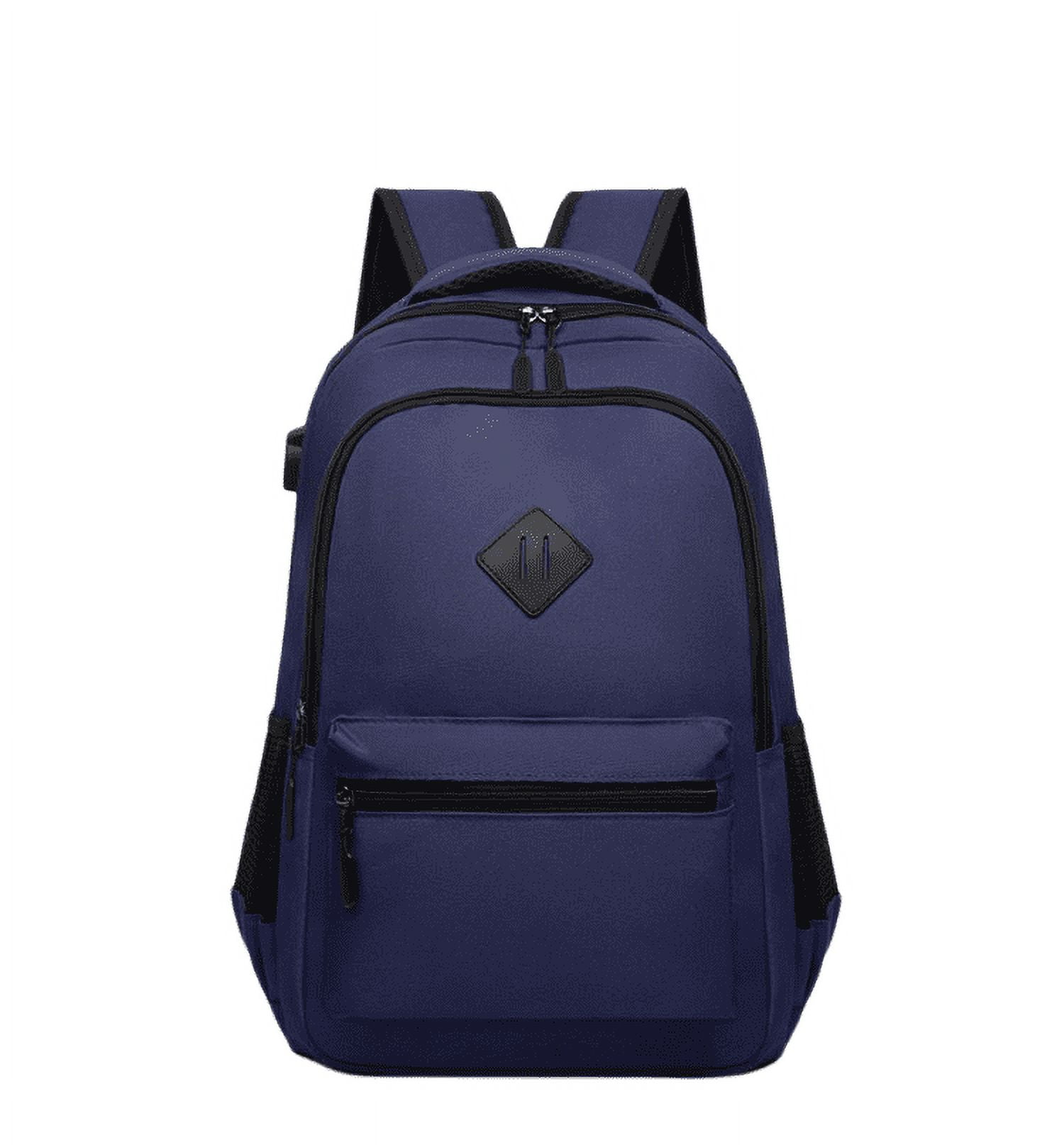Backpack, side pockets, padded shoulder straps, with USB plug,blue ...