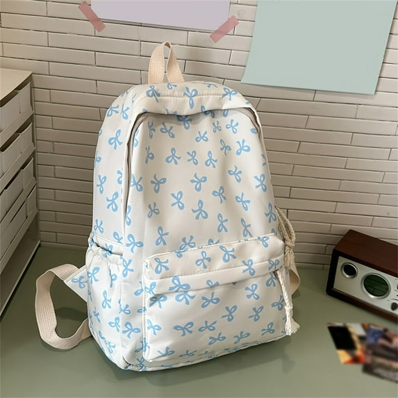 Backpack with Bows,Bow Backpack For Women Aesthetic Nylon Rucksack Cute ...