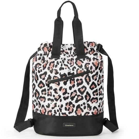 Backpack with Bundle Pocket – Composite Nylon, Leopard Print & Black ...