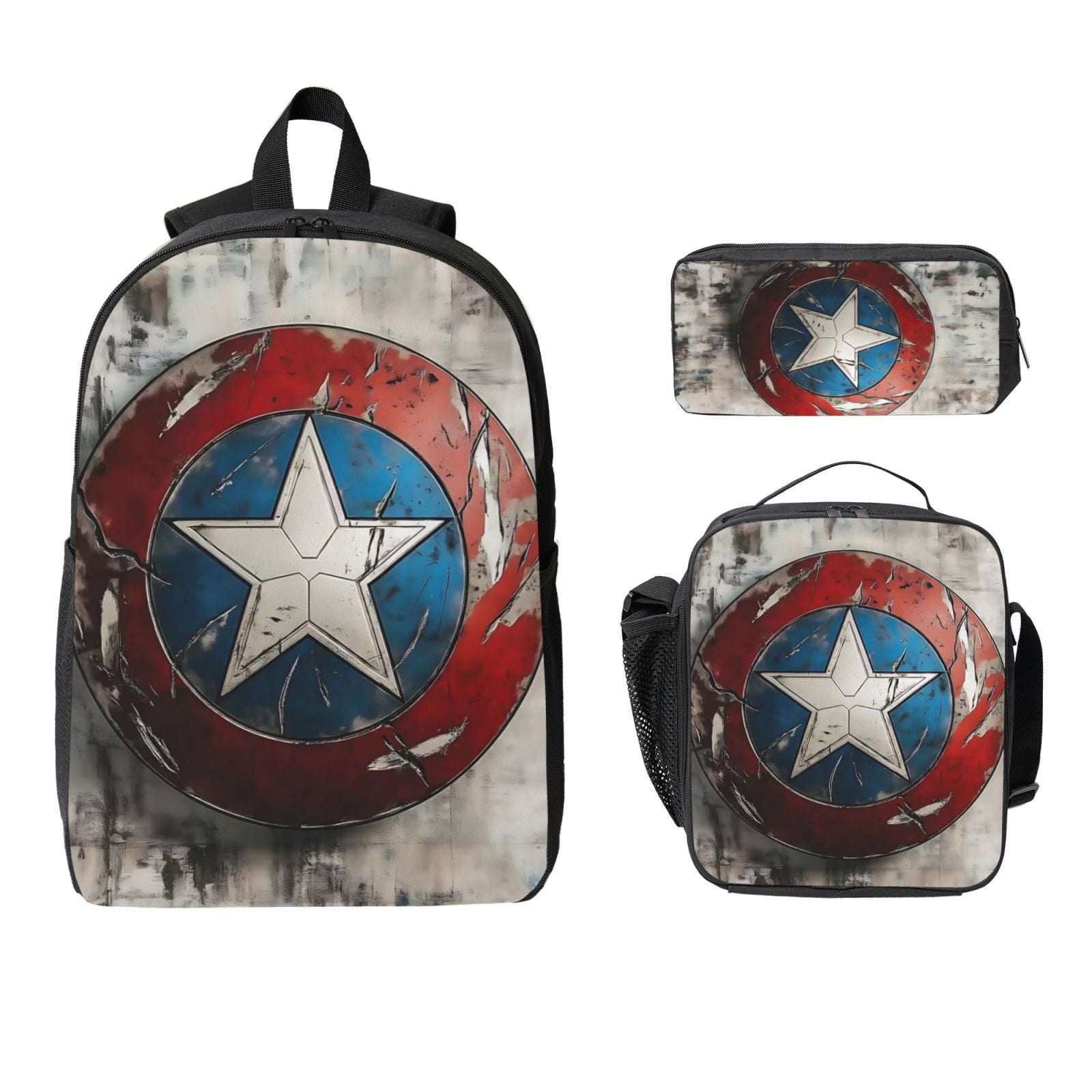 Backpacks Captain America Backpack With Lunch Bag Pencil Case 3 In 1 ...