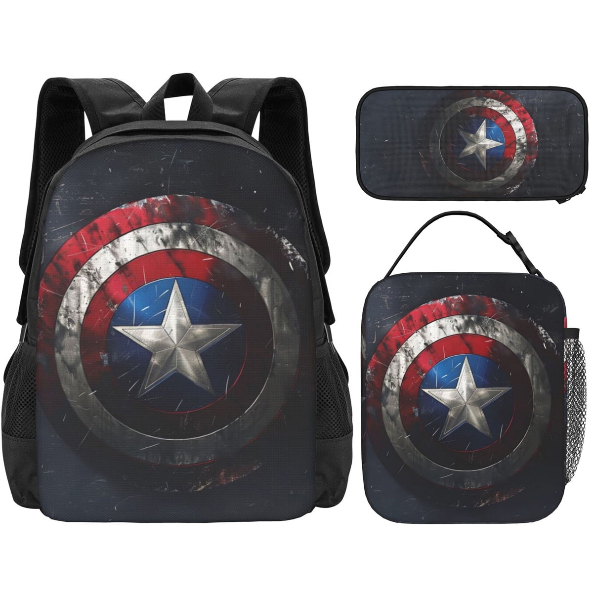 Backpacks Captain America Backpack with Lunch Bag PencilCase 3 in 1 ...