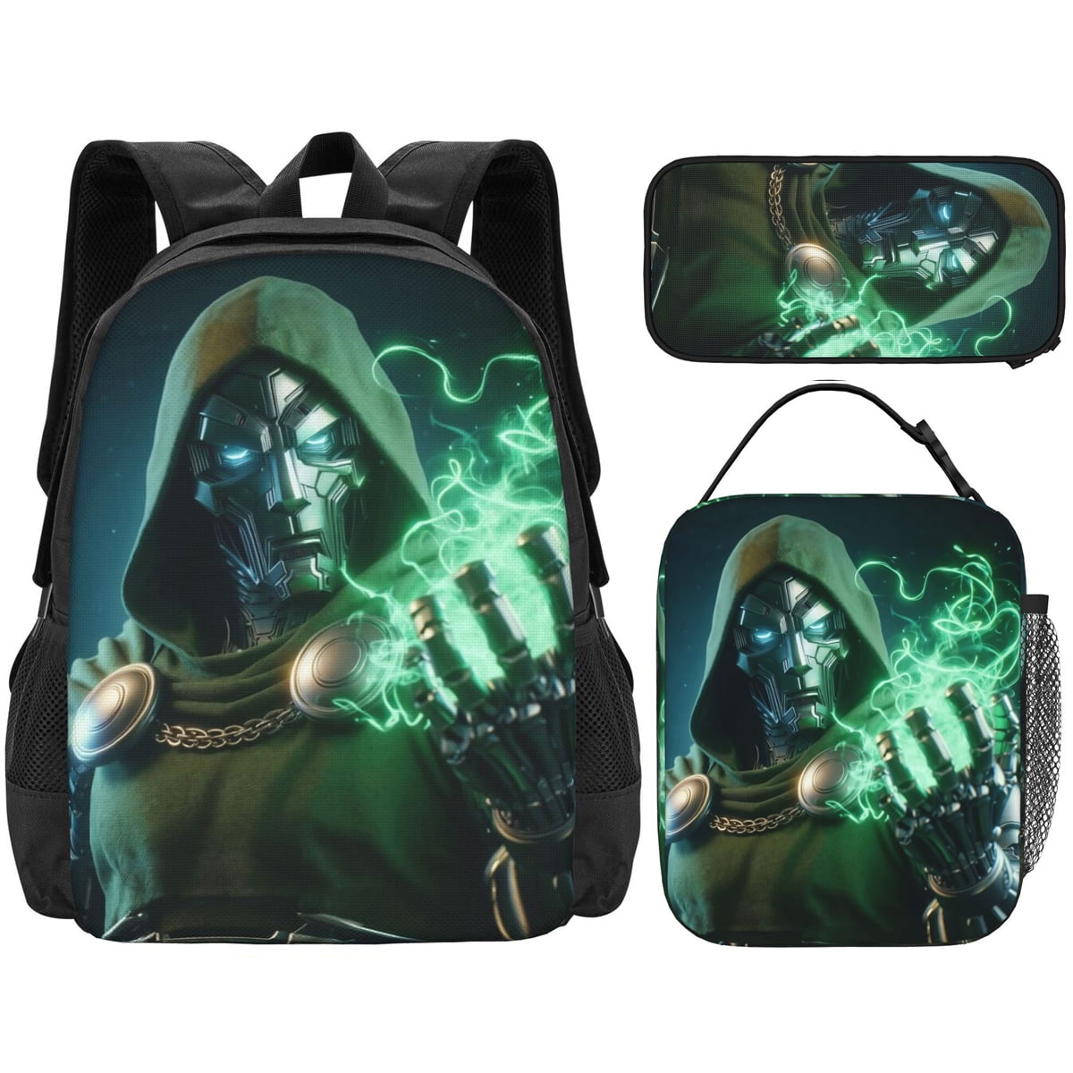 Backpacks Doctor Doom Backpack with Lunch Bag Pencil Case 3 in 1 ...