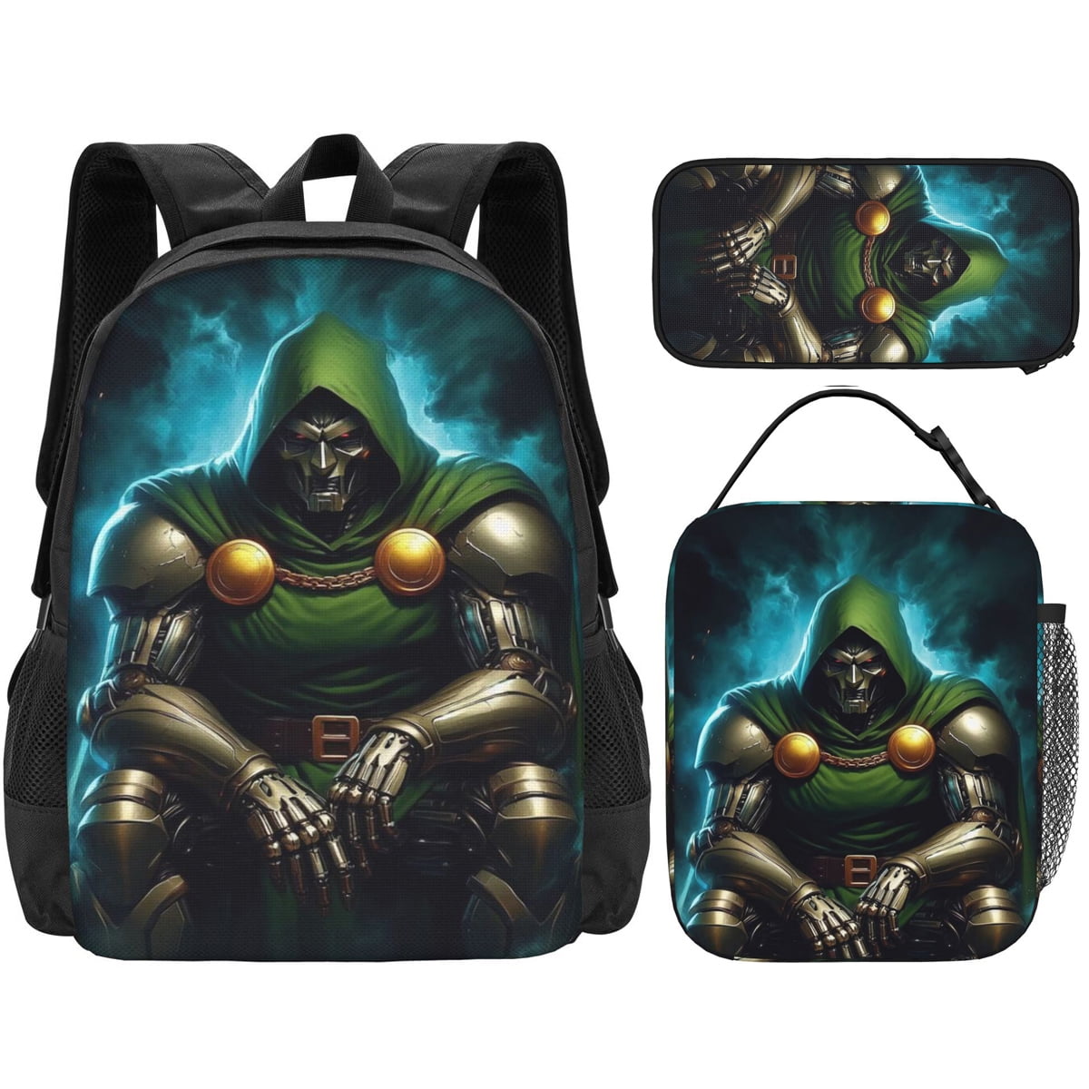 Backpacks Doctor Doom Backpack with Lunch Bag Pencil Case 3 in 1 ...