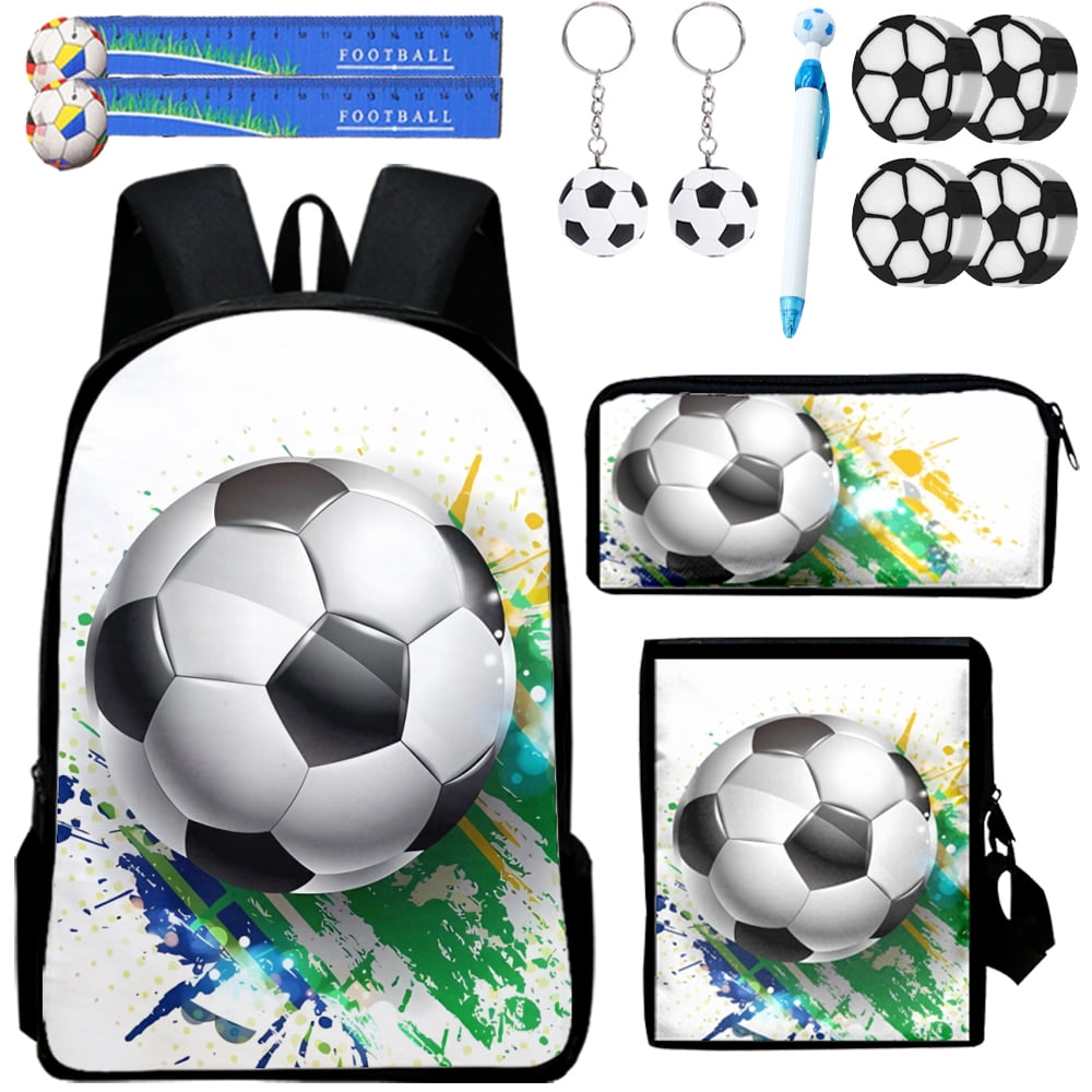 Backpacks Set Football Graphic Bookbag for School Girls Boys ...