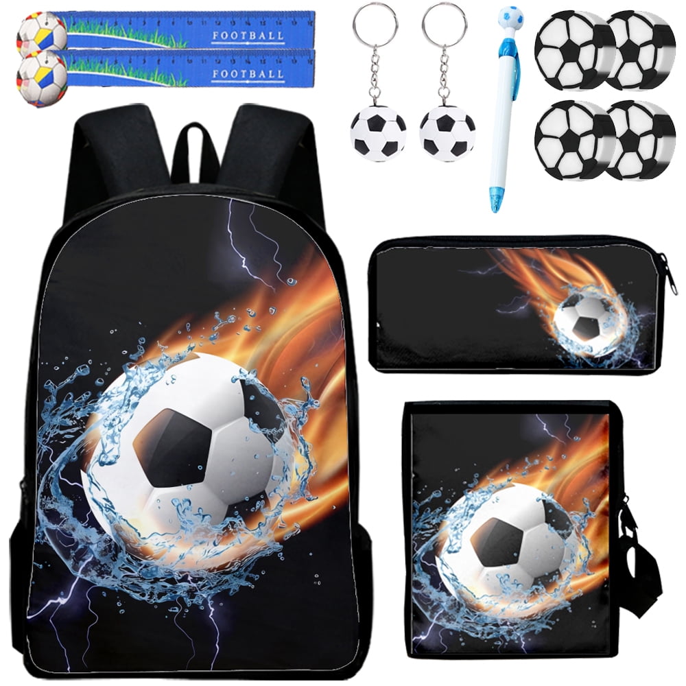 Backpacks Set Football Printed Shoulder Backpack for Girls Boys Teens ...