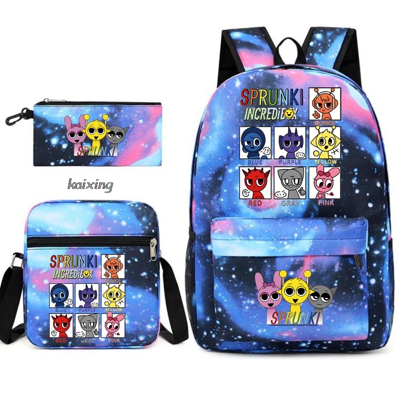 Backpacks Sprunki 3 PCS Set School Bag Back To School Gift Leisure ...