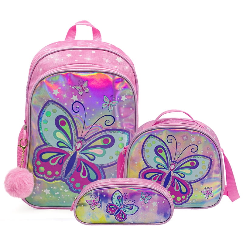 Backpacks for School Cartoon Butterfly Bookbags Nylon Shoulder Backpack ...