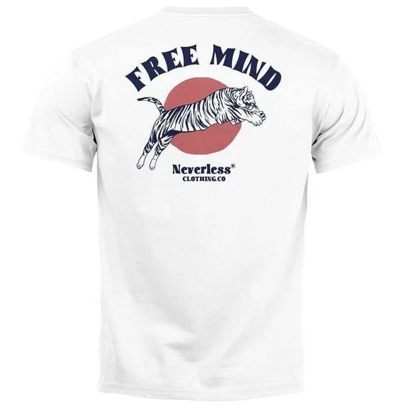 Backprint Tiger Motif Font Statement Free Mind Graphics T-Shirt ...