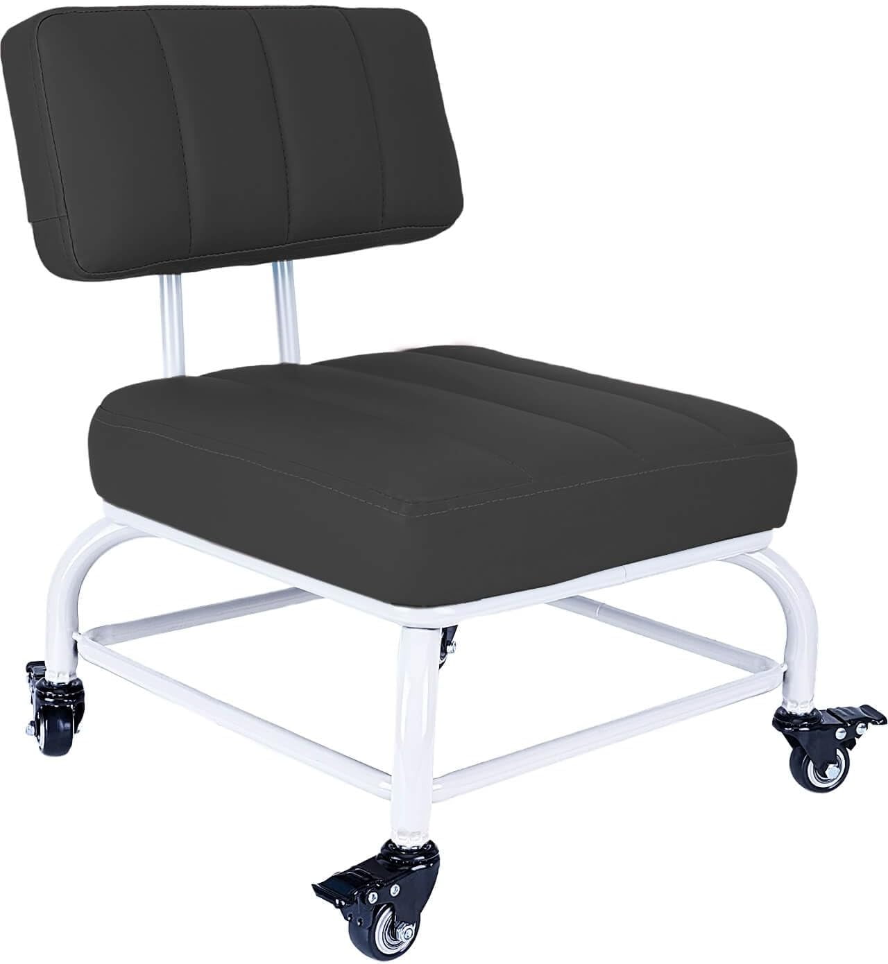 Backrest Rolling Stool with Brakes Roller Chair Heavy Duty Rolling ...