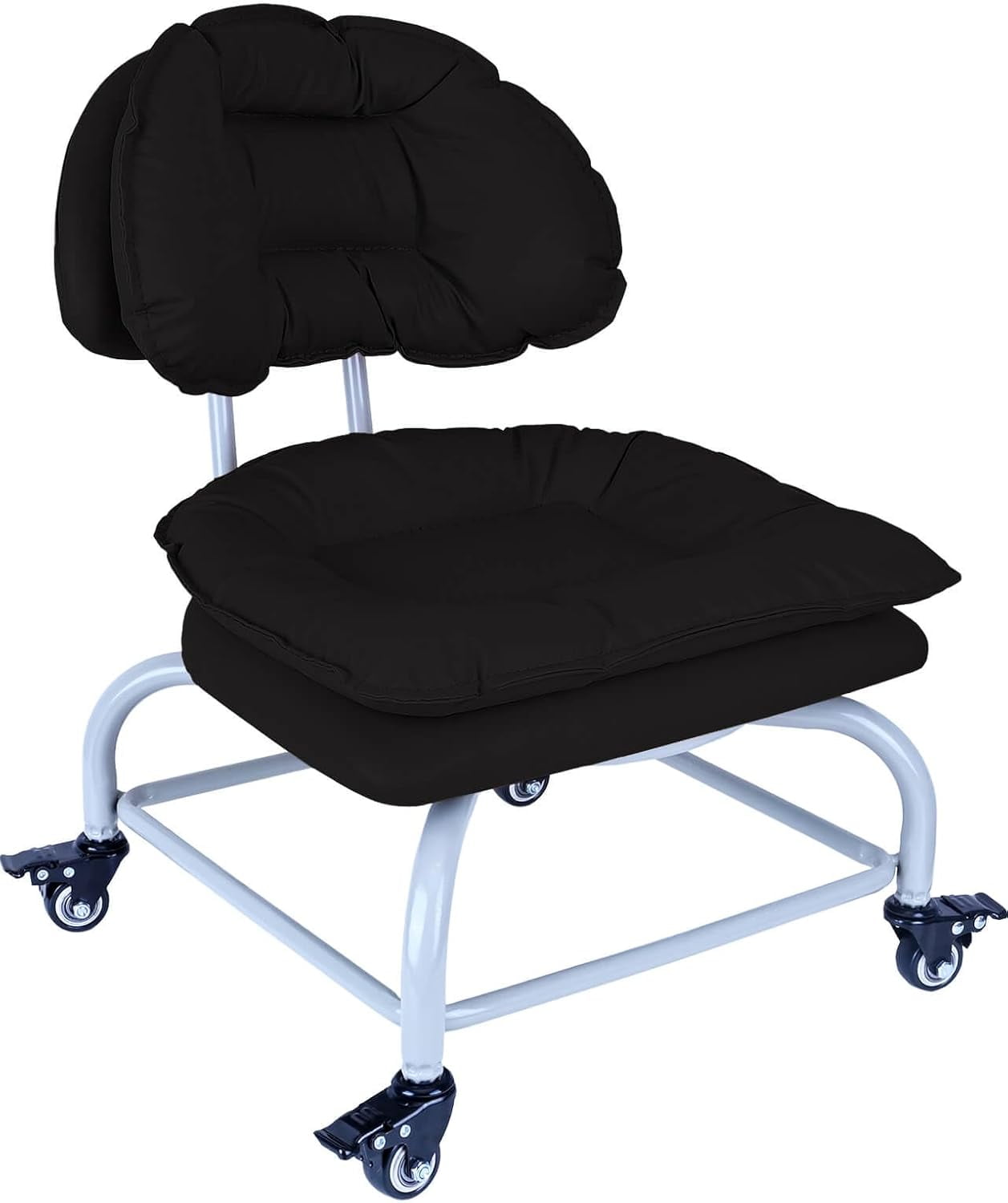 Backrest Rolling Stool with Brakes Roller Chair Heavy Duty Rolling ...