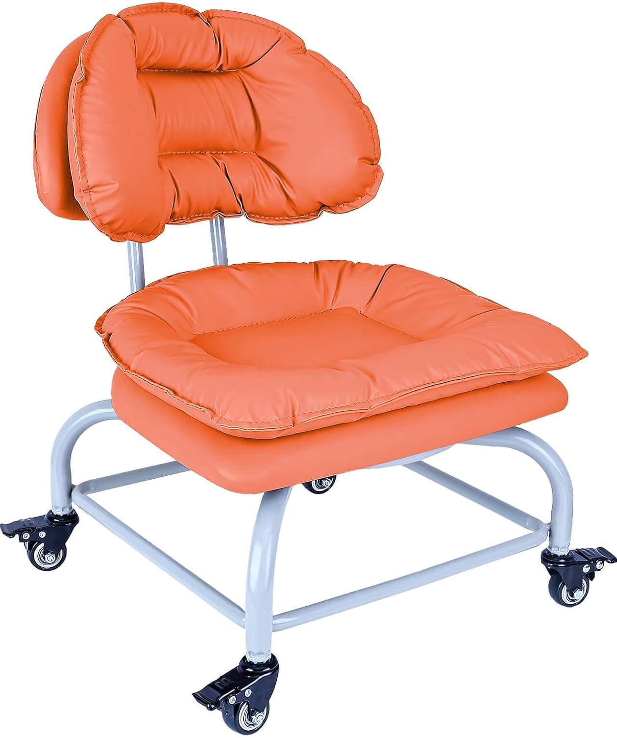 Backrest Rolling Stool with Brakes Roller Chair Heavy Duty Rolling ...