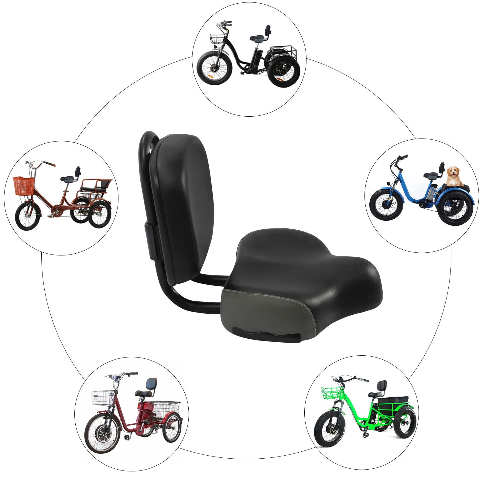 Backrest Saddle Bikes Bicycle Tricycle Cruiser Saddle Seat with ...