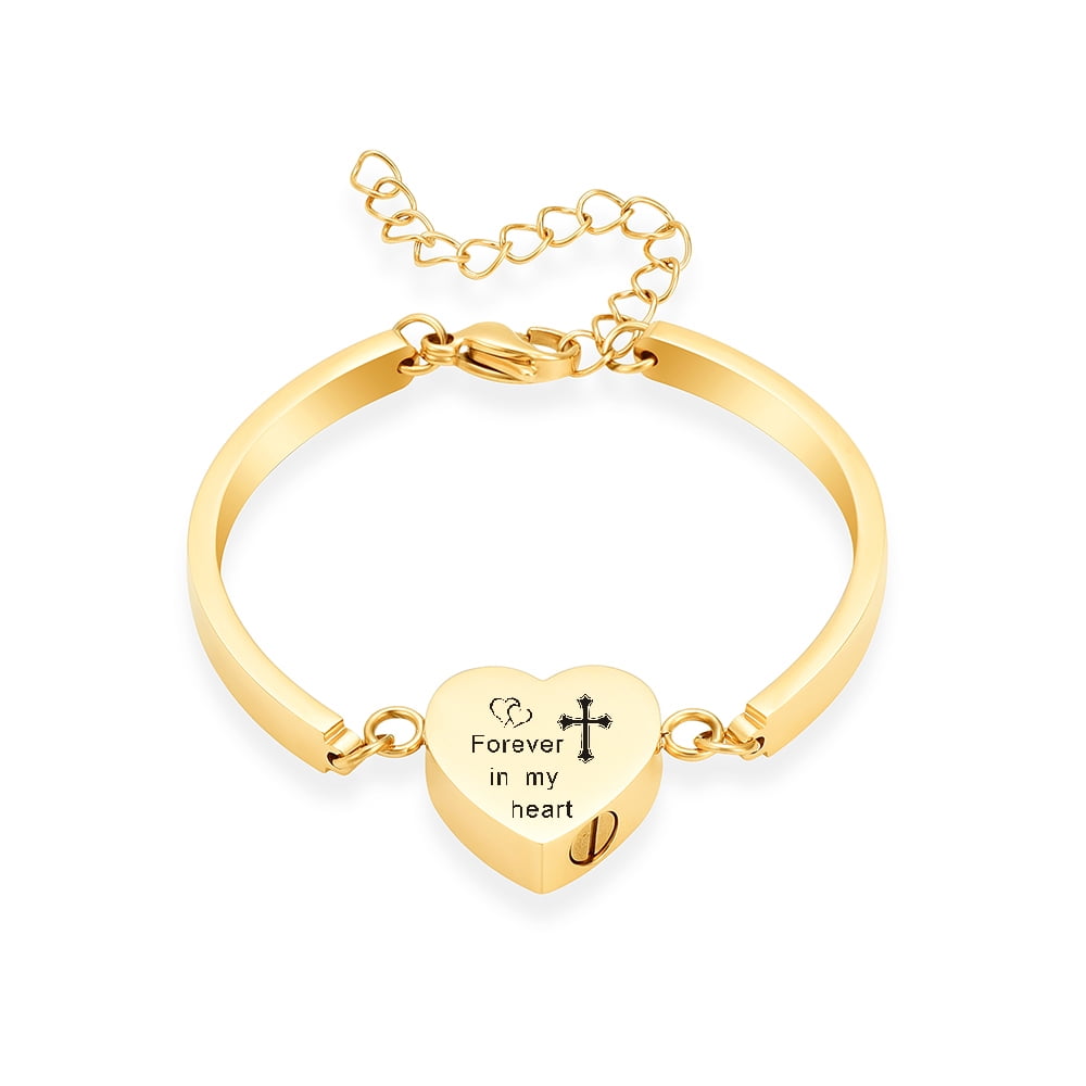 Backside Customize Love Heart Locket Bangle Bracelet Keepsake Cremation ...