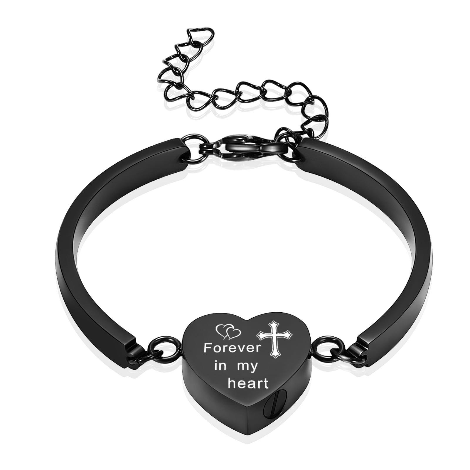 Backside Customize Love Heart Locket Bangle Bracelet Keepsake Cremation ...