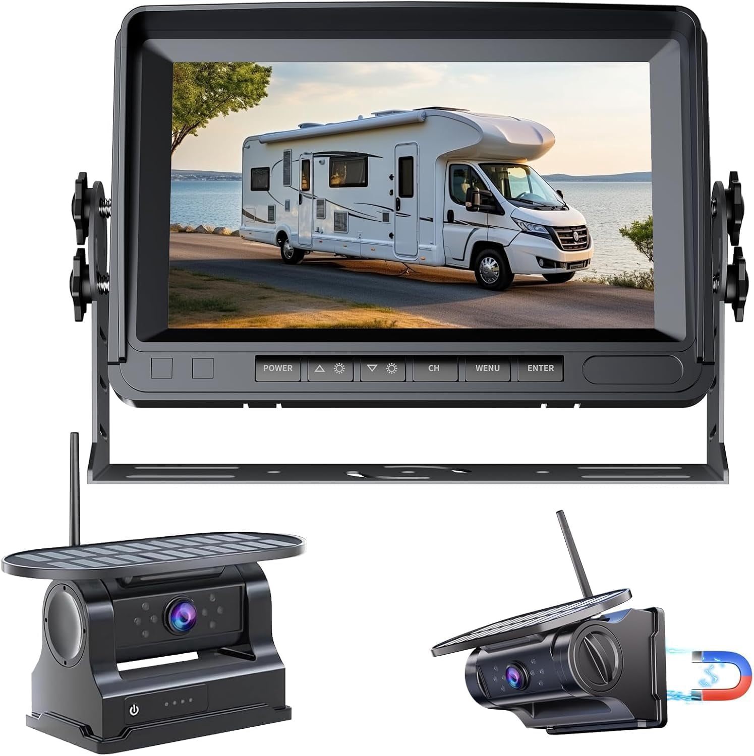 Backup Camera : 7'' Recording Solar RV Rear View Camera, 1080P Clear ...