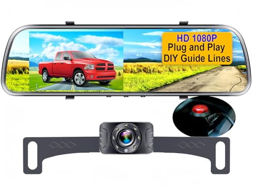Backup Camera Mirror HD 1080P - Plug and Play Easy Set up Color Night ...