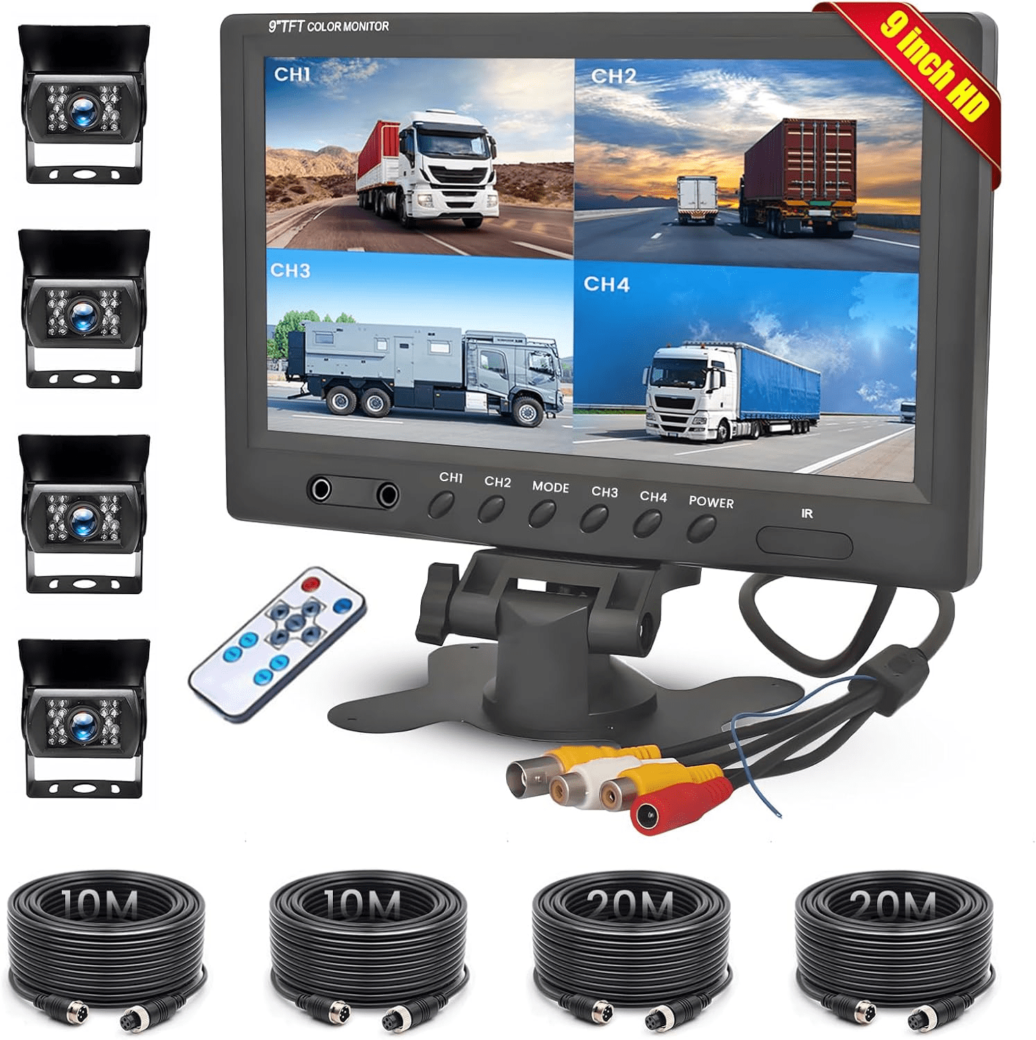 Backup Camera with Monitor Kit, 9‘’ Car Rear View Monitor with ...