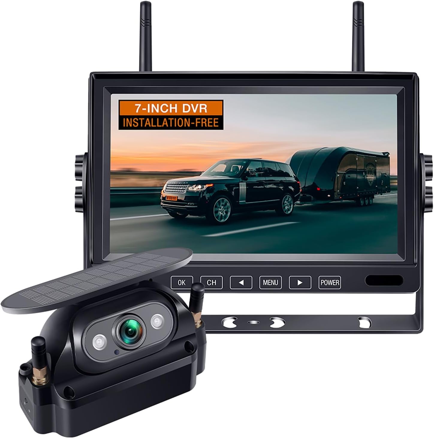 Backup Camera for RV Trailer: Solar Magnetic Easy Install 7-Inch 1080P ...