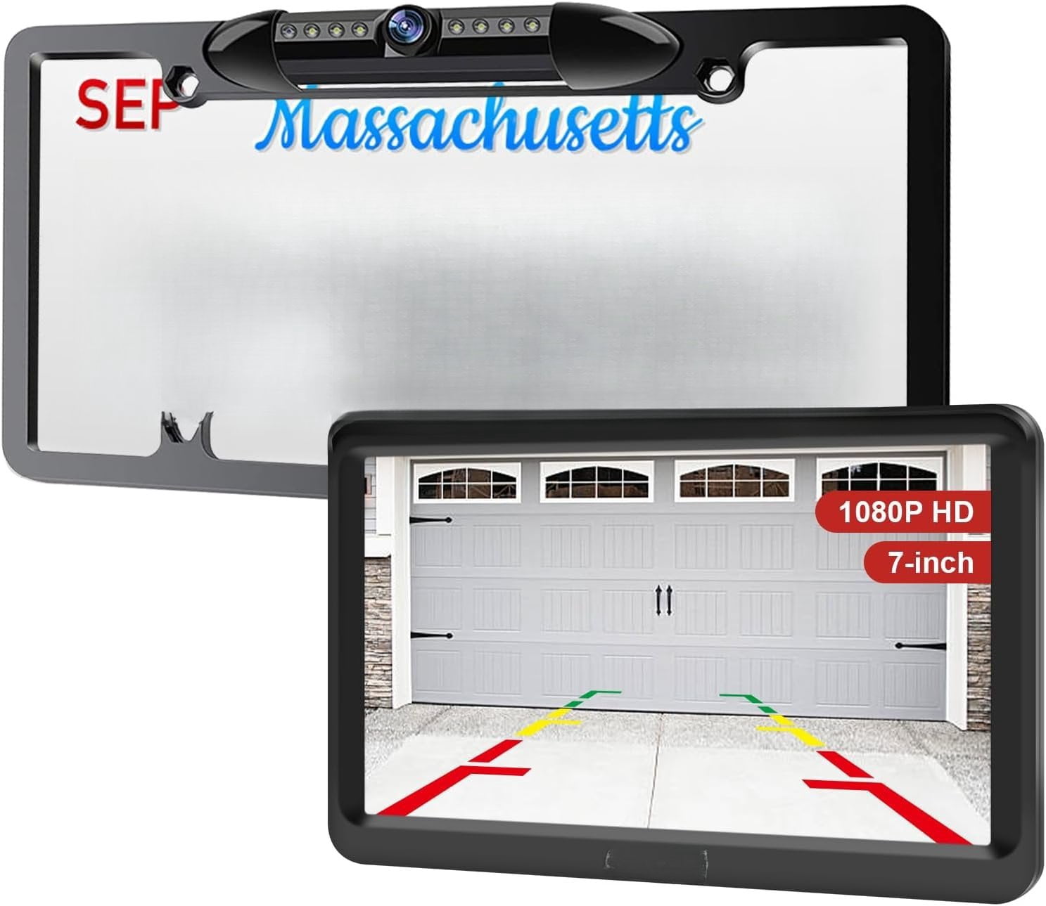 Backup Camera for 7 Inch 1080P Front Rear View kit License Plate Frame ...