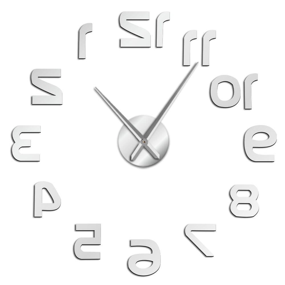 Backwards Reverse DIY Large Number Wall Clock Modern Giant DIY Clocks ...