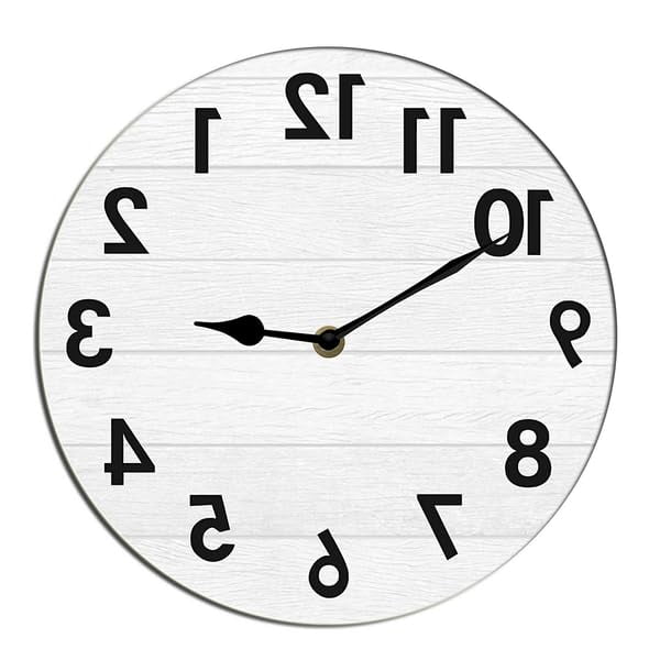 Backwards Reverse Wall Clock Unusual Numbers Counter Clockwise Silent ...