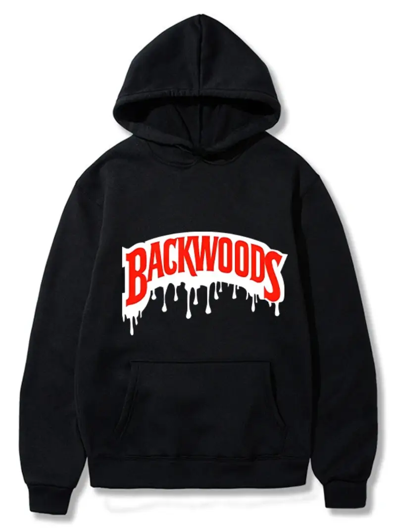 Backwoods Graphic Hoodie - Casual Streetwear Pullover with Kangaroo ...