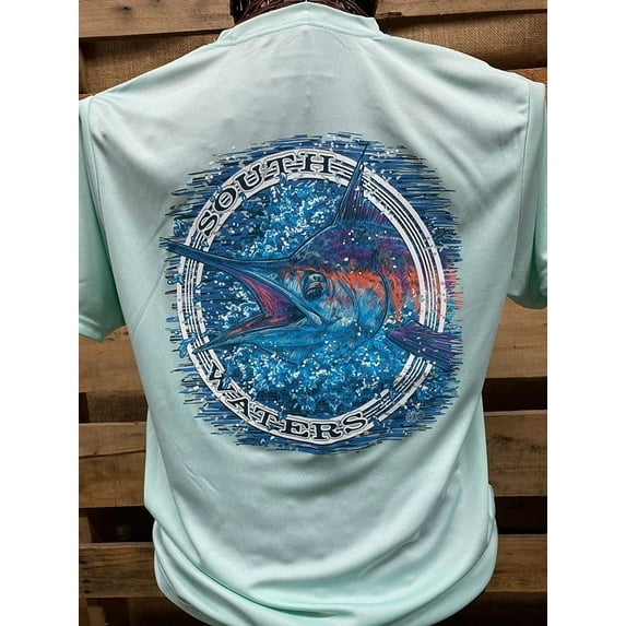 Backwoods South Waters Fishing Marlin A-4 Cooling Pastel Mint Bright ...