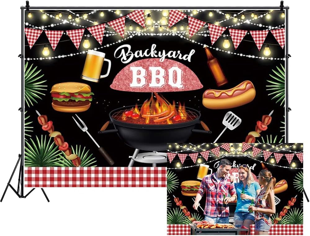 Backyard BBQ Backdrop Picnic Barbecue Beer Burgers Hot Dogs Photography ...