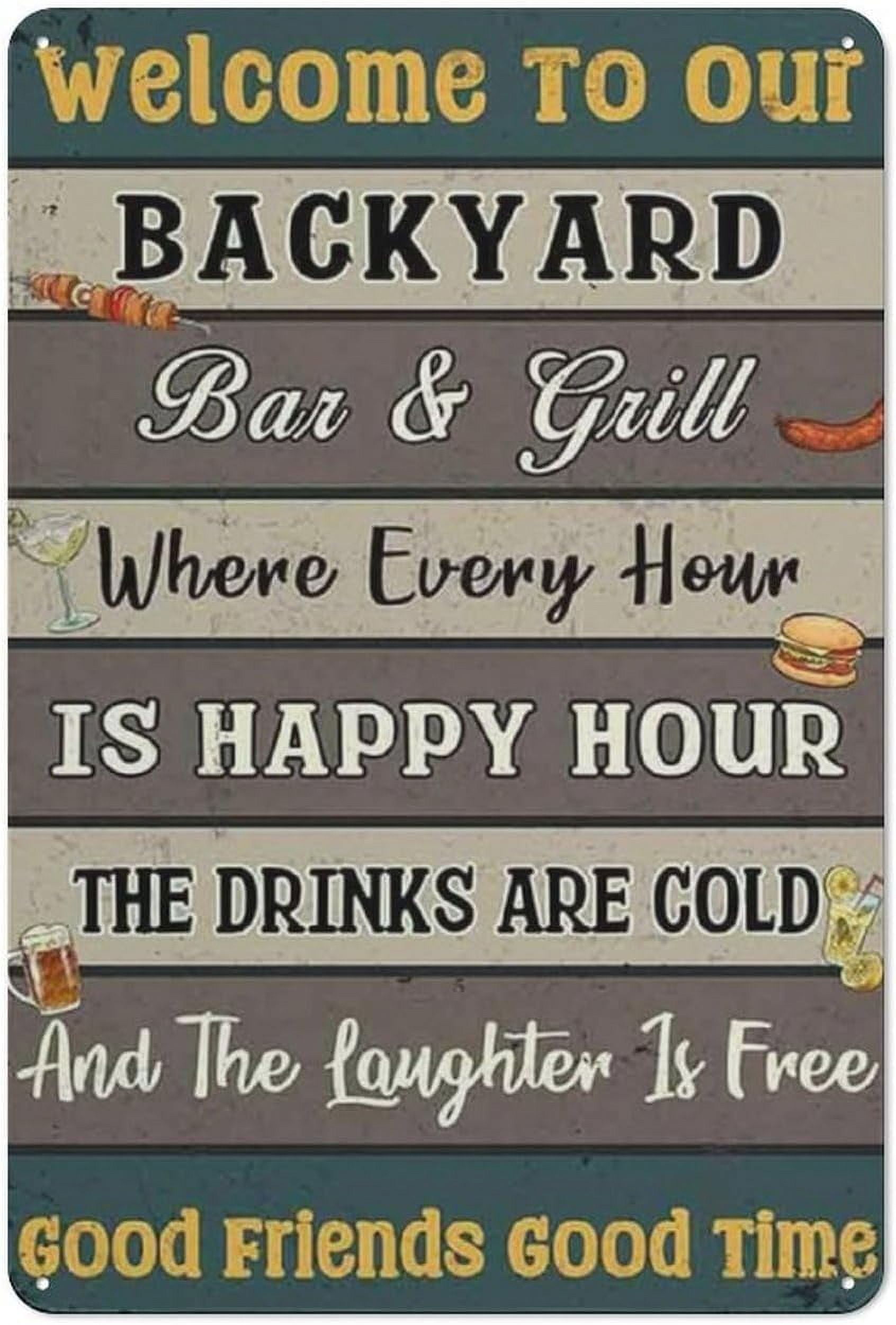 Backyard Bar & Grill Rules Metal Tin Sign 12×8 inches Backyard Sign ...