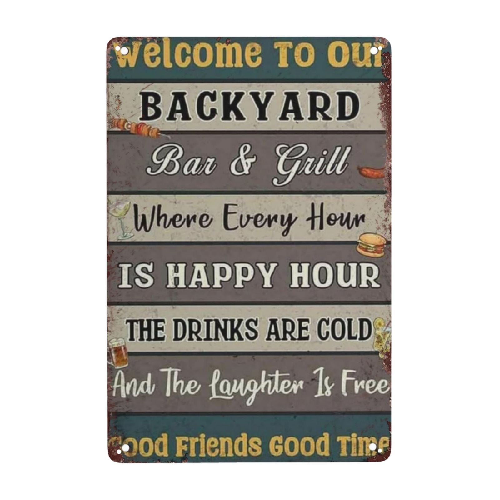 Backyard Bar Grill Rules Metal Tin Sign Backyard Sign Rules Sign Porch ...