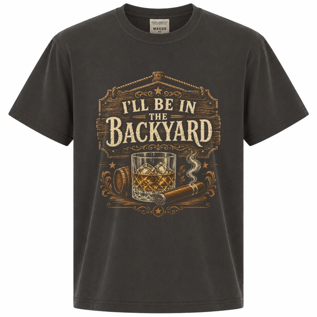 Backyard Bourbon Lover T-Shirt Funny Rustic Whiskey And Cigar Wooden ...