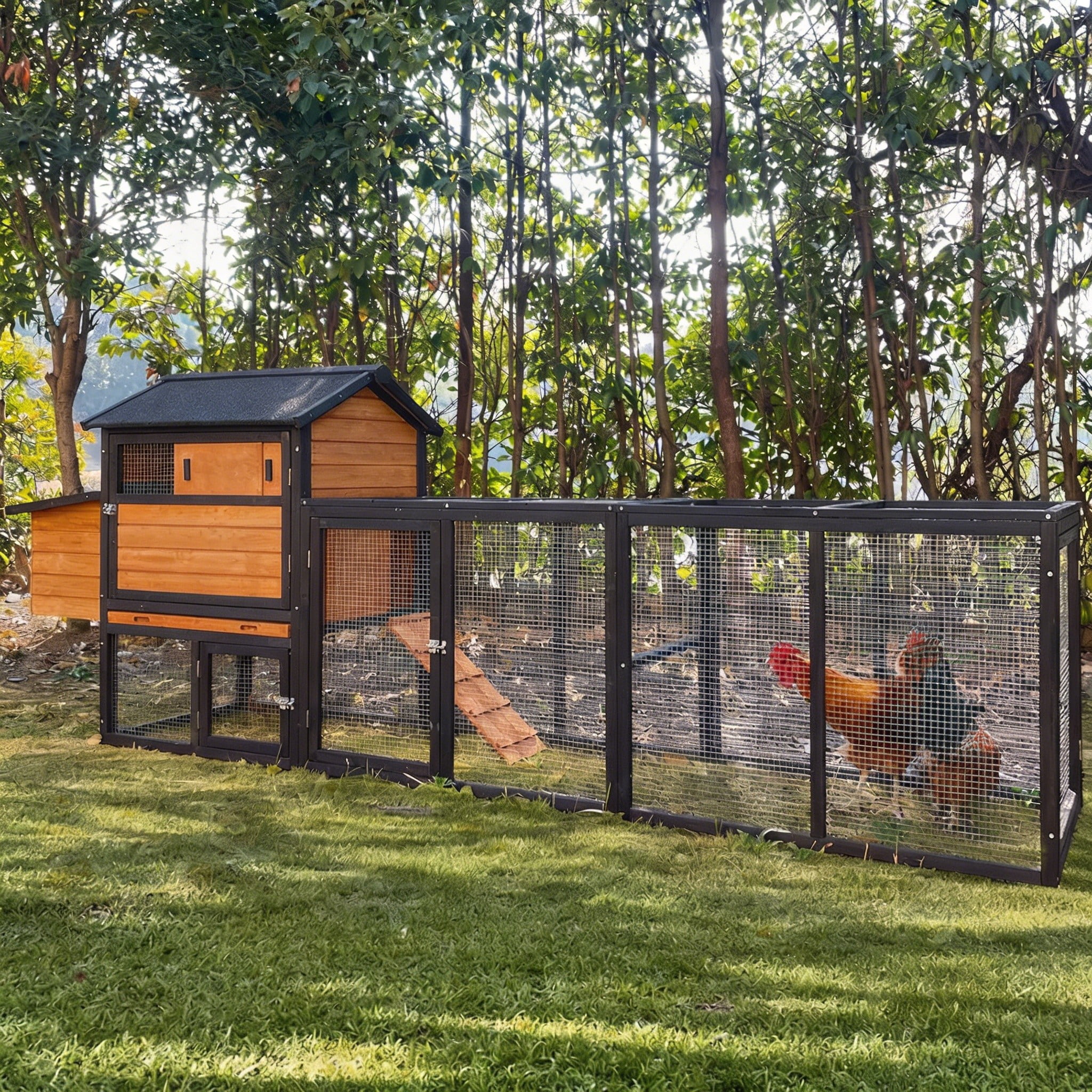 Backyard Chicken Coop with Nesting Box, Weather Resistant Wooden Hen ...