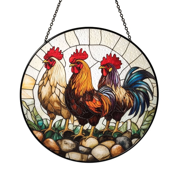 Backyard Chickens Stained Glass Style Suncatcher Window Hanging ...