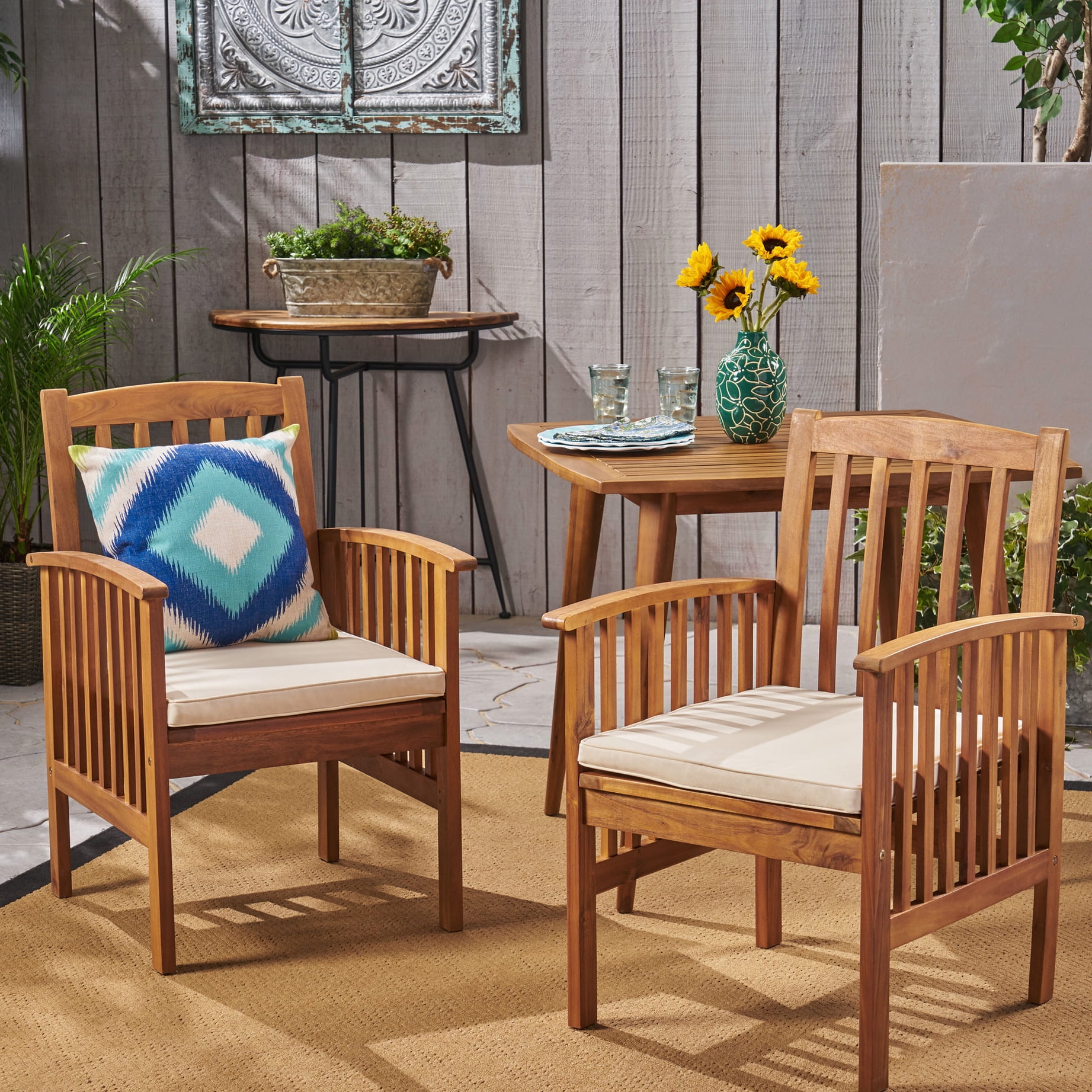 Backyard Dining Seats / Sturdy Acacia Wood, Weather - Resistant Finish ...